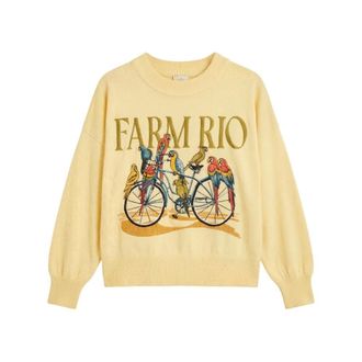 Farm Rio Farm Rio, Femme, Pulls, Jaune, Taille: 38 FR Embroidered Sweater