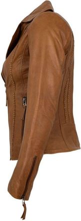 7eleven Lederjacke Jady 7eleven - Damen Lederjacke Bikerjacke Lammnappa cognac
