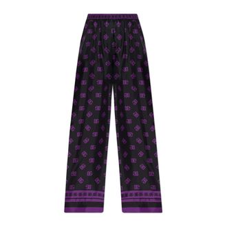 Dolce & Gabbana Seidenhose mit Monogramm - - Trousers - Damen - Schwarzk - M