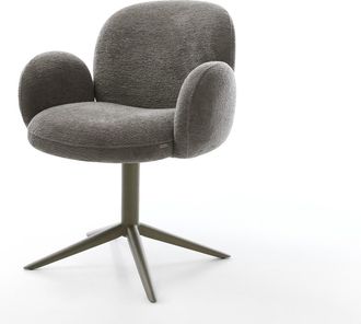 DELIFE Drehstuhl Nube-Flex mit Armlehnen Boucl&eacute; Soft Schlamm Fu&szlig;kreuz Effektfinish Titan 360&deg; drehbar Wippfunktion Taschenfederkern, Esszimmerst&uuml;hle