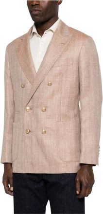 Brunello Cucinelli Homme, Vestes, Orange, Taille: 2XL Veste crois&eacute;e