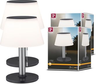 Paulmann 5220 Set Solar LED Tischleuchte Lillesol 2er-Set IP44 3000K 2x45lm Edelstahl