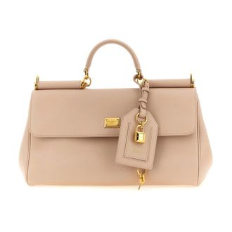 Dolce & Gabbana Sac &agrave; poign&eacute;e sup&eacute;rieure avec breloque cadenas - Femme - Sacs - Beige - Taille: ONE Size