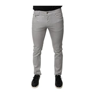 Dolce & Gabbana Graue Slim Fit Stretch Denim Jeans - - Trousers - Herren - Grau - XS