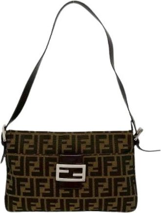 Fendi Sac port&eacute; &eacute;paule Pre-owned Mamma Baguette en toile et cuir - Femme - Pre-owned - Brun - Taille: ONE Size