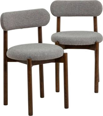 Made In Meubles Made In Meubles - Chaise en bois de h&ecirc;tre fonc&eacute; et tissu Aline (lot de 2)
