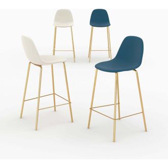 Rendez-Vous D&eacute;co Pack 4 chaises pour &icirc;lot central blanches et bleues 65 cm - Henrik
