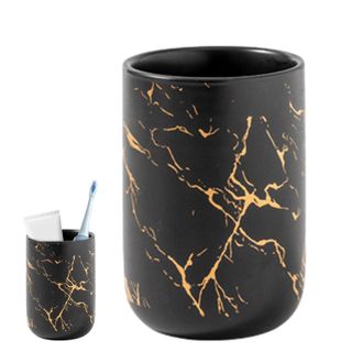 Generico Becherhalter f&uuml;r Toilettenb&uuml;rsten, Organizer aus Keramik mit Marmormuster, luxuri&ouml;ser Aufbewahrungs-Organizer f&uuml;r Make-up-Pinsel, Paste