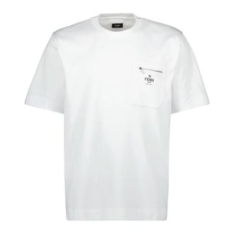 Fendi Baumwoll T-Shirt Fr&uuml;hling-Sommer 2025 - - Tops - Herren - Wei&szlig; - M