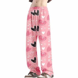 Generic Pantalon de pyjama confortable pour homme - Pour la Saint-Valentin - Imprim&eacute; coeur - Jambes larges - En coton - Coupe ample - V&ecirc;tement de nuit - V&ecirc;tem