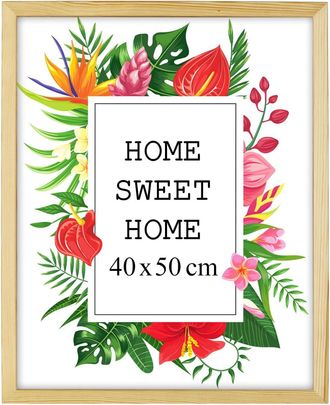 MG Design Natural Bilderrahmen 40 x 50 cm - Aus echtem Holz mit Acrylglas, zum Aufhängen & Aufstellen, für Fotos, Poster & Puzzle