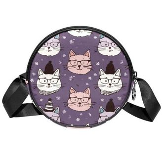 Generic Sac &agrave; bandouli&egrave;re rond pour femme, petit sac &agrave; bandouli&egrave;re avec fermeture &eacute;clair et bretelles r&eacute;glables style d&eacute;contract&eacute; pour femmes et filles