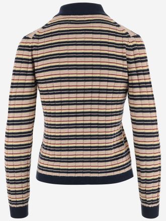 Guest In Residence Womens Sweater, Striped Silk And Linen Multicolour