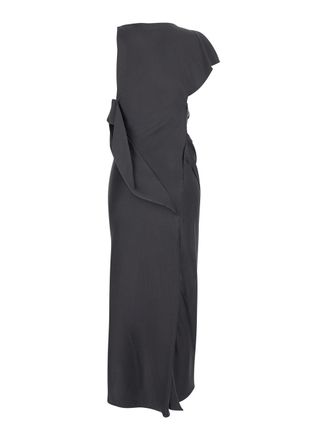 Victoria Beckham Womens Long Sleeveless Dress Brown Acetate