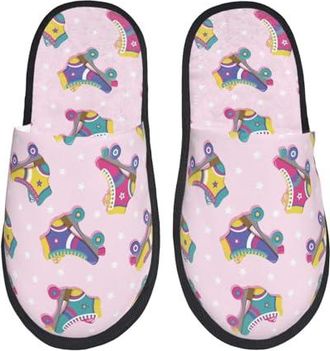 Generic Pantoufles En Feutre Patins &Agrave; Roulettes R&eacute;tro Color&eacute;s R&eacute;utilisables Pantoufles Cozy Chaussons Maison Pour Chambre H&ocirc;tel Camping L