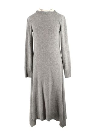 sacai Grey Wool Dress with Ivory Back Panel Size M
