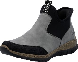Rieker Slip-On Sneaker RIEKER Ready2GO, Damen, Gr. 38, grau (grau, schwarz), Nubuklederimitat, Textil, Schuhe, Boots, Schlupfschuh, Casual-Sneaker mit MemoSo