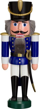 Seiffener Volkskunst Nussknacker Husar 28 cm (blau)