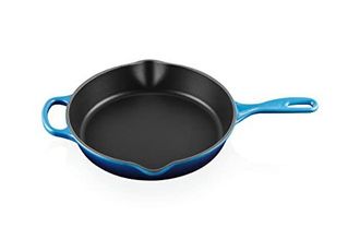 LE CREUSET Skillet profond en fonte émaillée Signature avec poignée dassistance et deux becs verseurs, 26 cm, 2 litres, Azure, 20187262200422