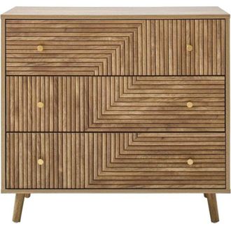 Calicosy Commode 3 tiroirs fa&ccedil;ades lamell&eacute;es EDEN