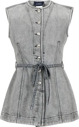 Sportmax Femme, Vestes, Gris, Taille: 40 FR Spdorli Denim Vest