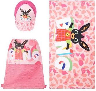 Ellepi Bing set mer serviette chapeau sac &agrave; dos Disney (Fucsia)