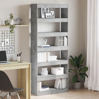 vidaXL Biblioth&egrave;que Gris b&eacute;ton 80 x 30 x 198 cm Bois ding&eacute;nierie Vidaxl
