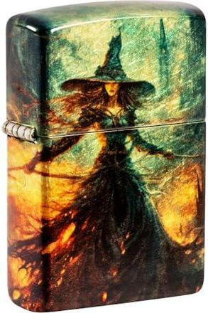 Zippo Sturmfeuerzeug - Witch, 540° Tumbled Brass, Fusion - Nachfüllbar - Wiederverwendbar - Windfestes Design - Geschenkbox - Made in USA