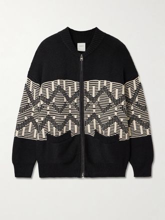 Varley Cardigan En Coton M&eacute;lang&eacute; &Agrave; Motif Jacquard Linnea - Noir