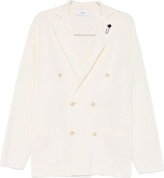 Lardini Homme, Vestes, Blanc, Taille: M Giacca doppiopetto sei bottoni spilla