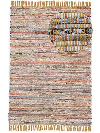 Carpetfine Tapis tiss&eacute; &agrave; Plat Kilim Chindi Jaune 200x290 cm | Tapis Moderne pour Le Salon et la Chambre &agrave; Coucher