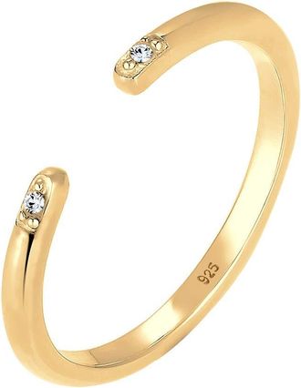 Elli Ring Damen Minimal Geo mit Kristalle in 925 Sterling Silber vergoldet