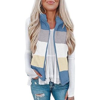 Generic Gilet Sans Manche Femme Gilet Femme D&eacute;contract&eacute; Quotidien Ville Grande Taille Blocs De Couleurs - Sweat Zipp&eacute; Chaud Et Tendance Pour Tous Les Jours