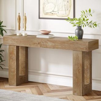 Tribesigns Table Console 160 Cm Derri&egrave;re Canap&eacute;, Table Console &Eacute;troit Rectangulaire en Bois, Style Rustique pour Entr&eacute;e Couloir Salon Salle &Agrave; Manger, Finition Na