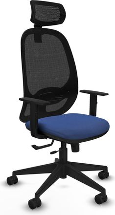 Piqueras y Crespo Drehbarer Schreibtischstuhl mit Rollen von Cilanco mit 1D-Armen, h&ouml;henverstellbare Lendenwirbelst&uuml;tze und h&ouml;henverstellbares Kopfteil, Schwarz / Marin