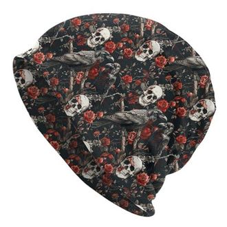 Ahdyr Bonnet Fin &agrave; Motif de cr&acirc;ne et de Fleur, Extensible, en Maille l&eacute;g&egrave;re et Souple, pour Femmes et Hommes