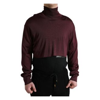Dolce & Gabbana Homme, Pulls, Brun, Taille: M Pull luxueux en viscose à col roulé
