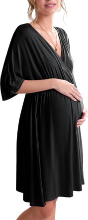 Ekouaer Damen Delivery/Arbeit/Schwangerschaft/Stillen Schwangerschaft Nightgown Kleid f&uuml;r Krankenhaus Stillen Kleid Klein Schwarz