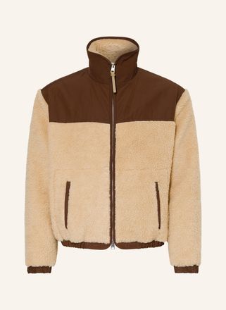 Ami Teddyfell-Jacke Im Materialmix beige