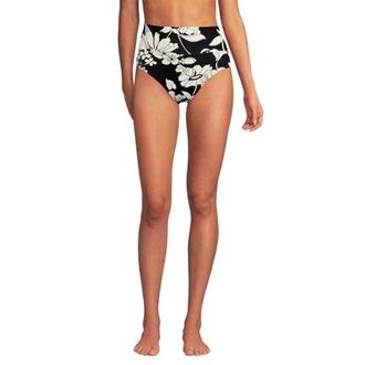 Lands End Bikinihose zum Umschlagen, High Waist, Damen, Gr&ouml;&szlig;e:40 regular, Schwarz, Nylon-Mischung, by Lands End