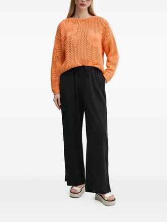 Desigual Lochstrick-Pullover mit Blumenmuster - Orange