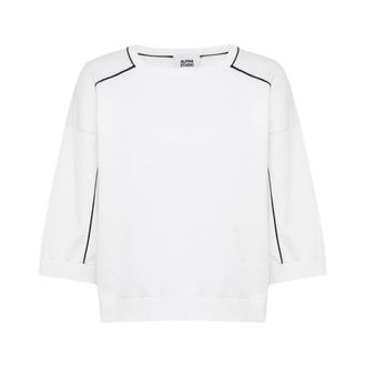 Alpha Studio Kurzarm Rundhals T-Shirt mit Schulterpaspelierung - - Knitwear - Damen - Wei&szlig; - S
