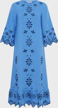 Gerard Darel Robe en lin &agrave; broderies ajour&eacute;es - ANTONIA - Nuage