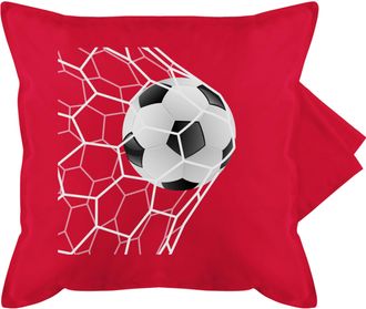 Shirtracer Kissenbezug - Kissen - Fu&szlig;ballgeschenk Torschuss | Fussball Fanartikel Fu&szlig;ballfans Coole Fu&szlig;ball Fan Geschenke - 50 x 50 cm - Rot - fu&szlig;ballkissen Fuss