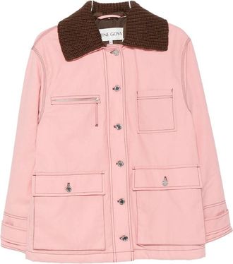 Stine Goya Ribbed-knit Collar Contrast-stitch Jacket
