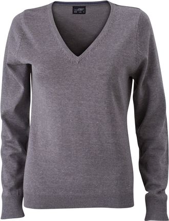 James & Nicholson Klassischer Baumwoll-Pullover (L, grey-heather)