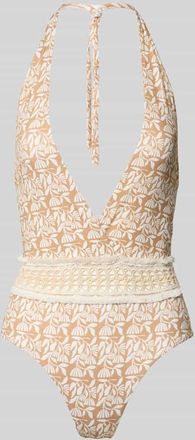 Watercult Badeanzug im Allover-Look mit tiefem V-Ausschnitt