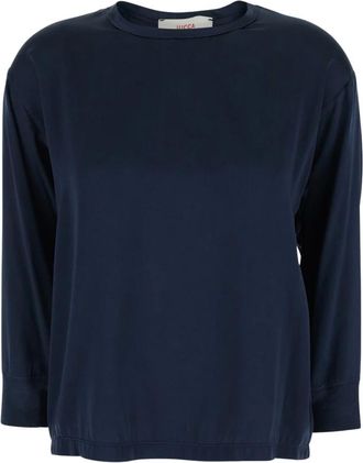 Jucca Femme, Sweatshirts et sweats &agrave; capuche, Bleu, Taille: 42 FR Round Neck Long Sleeves Top