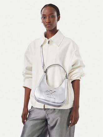 Calvin Klein Handtasche Bold Ck Outline Mtl Shoulder Bag LV04F3897G Silberfarben