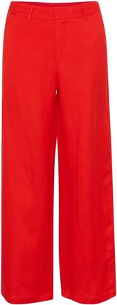 Cream Femme, Pantalons, Rouge, Taille: 42 FR L32 Pantalon large en lin Flame Scarlet